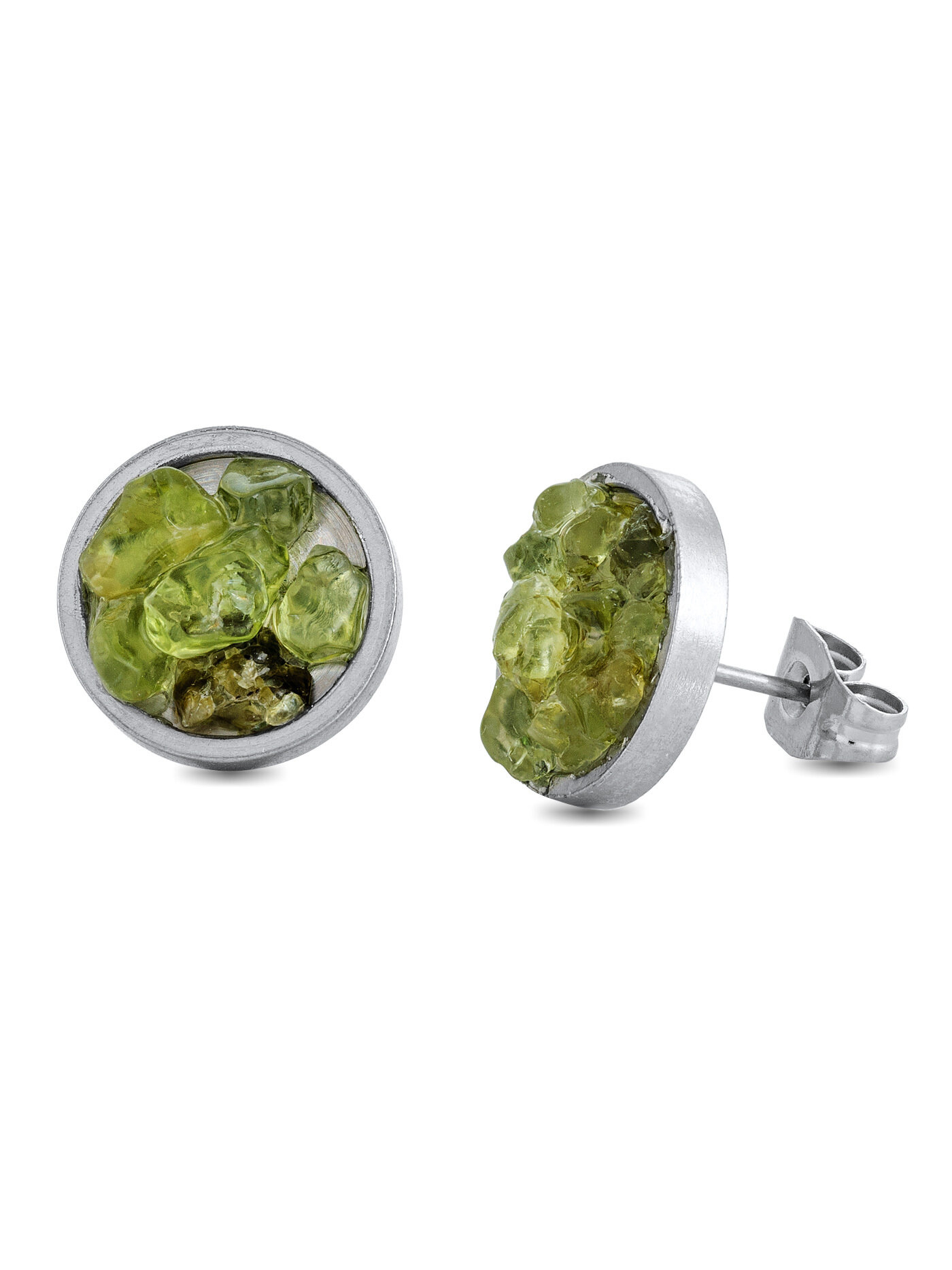 Серьги с подвесками, хризолит