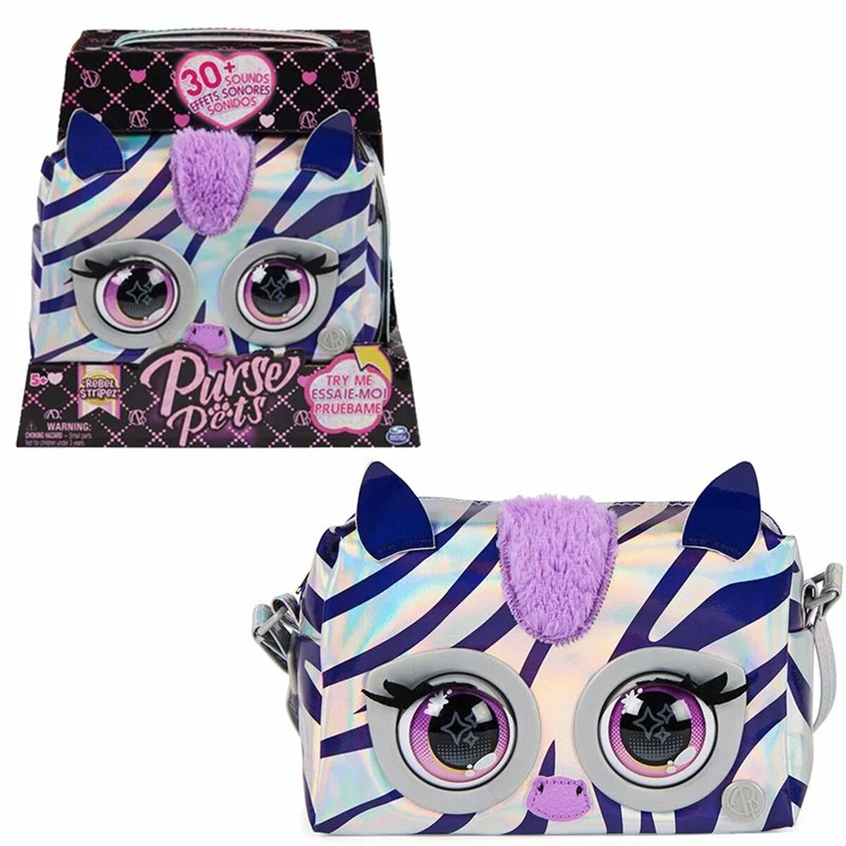 Spin Master Purse Pets Rebel Stripez Bag Toy /Детская Электронная Интерактивная Игрушка-рюкзак В Виде Животного