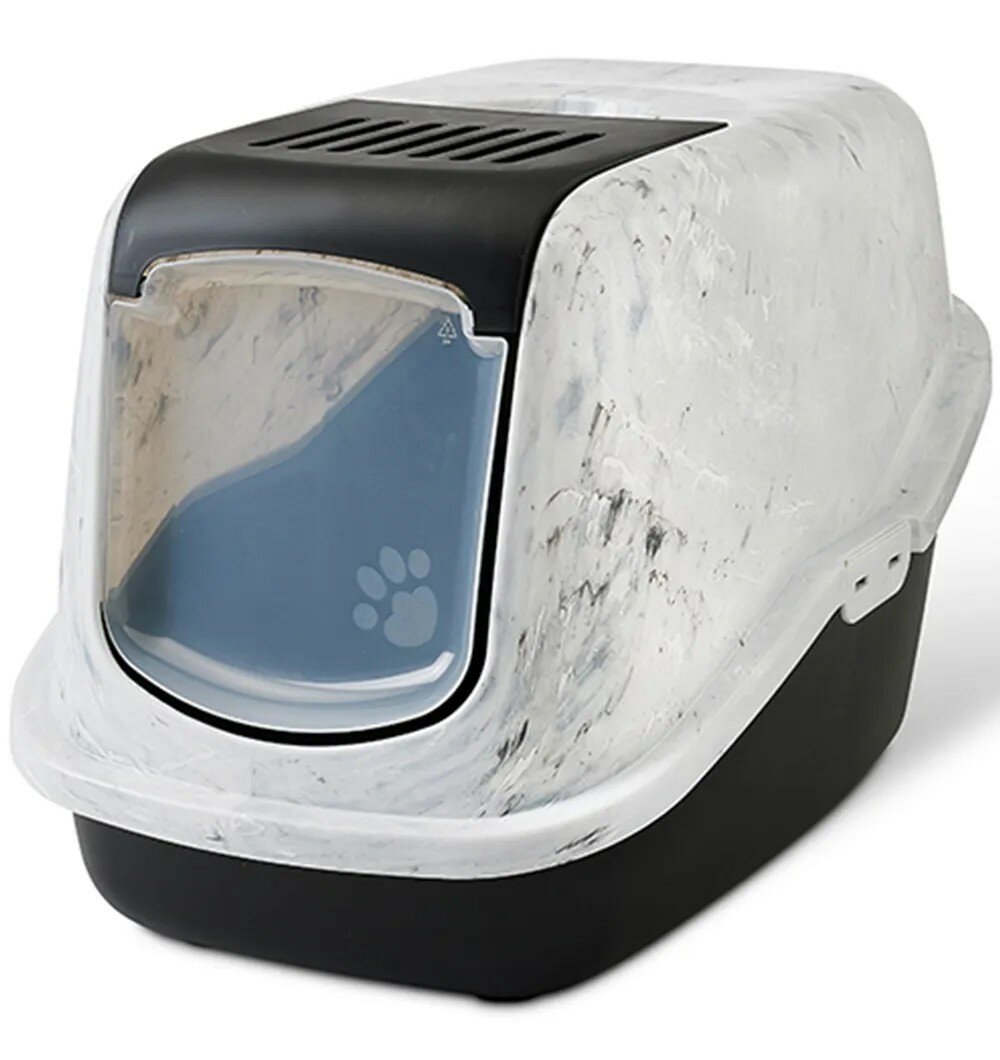 Туалет для кошек Savic Nestor Marble закрытый цвет мрамор серо-белый, 56х39х38,5 см