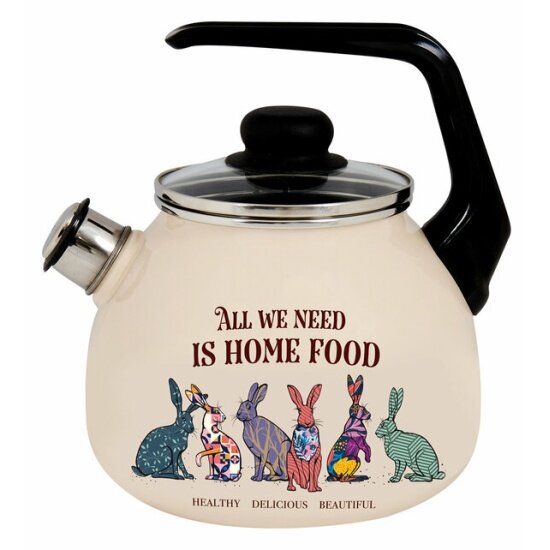 Чайник Appetite Зайцы эмалированная 3,0л со свистком (4с209я)