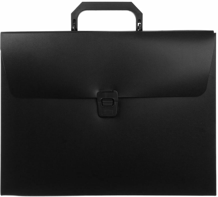 Папка-портфель канцелярский Calligrata 1 отделение, сумка пластиковая с ручкой для документов и бумаг, хранение до 300 листов, формат А4, цвет черный