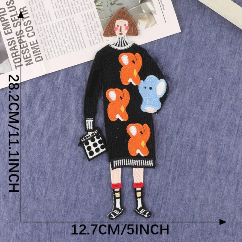 Мультяшные вышитые заплатки Черный, TH027-C-2