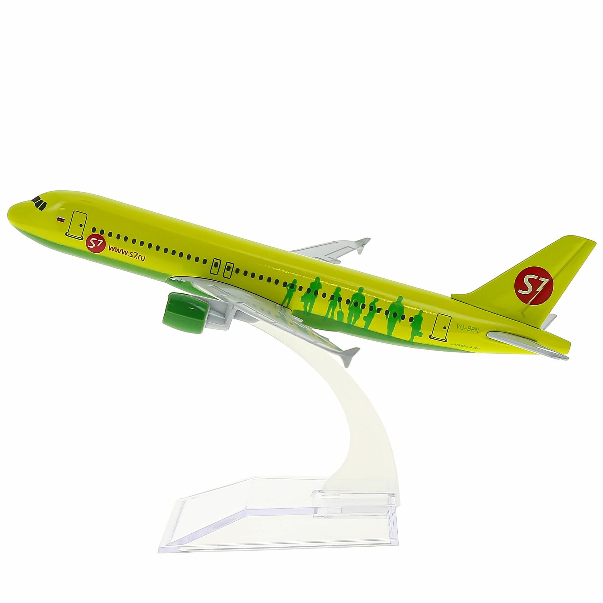 Металлическая модель самолета S7 Airbus A320 (15*15*7 см)