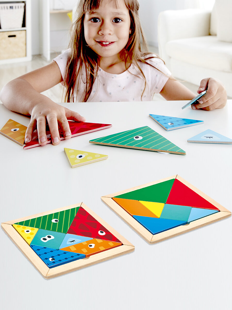 Серия: "Самый умный". Детская развивающая игрушка, головоломка-танграм "Семь дощечек мастерства" Hape E1630_HP