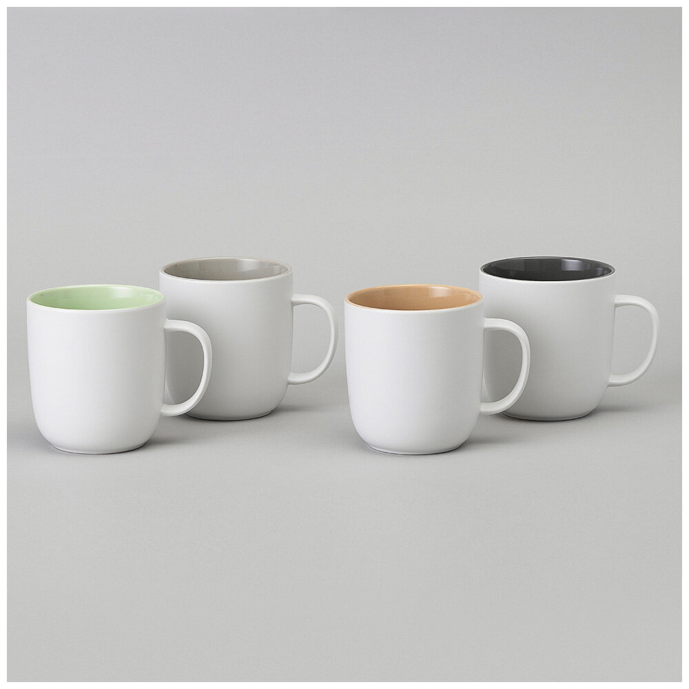 Набор кружек 407-108-1 bronco velour 4 шт. 400 мл микс белый