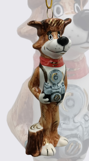 Игрушка на елку Пес Шарик, фарфор