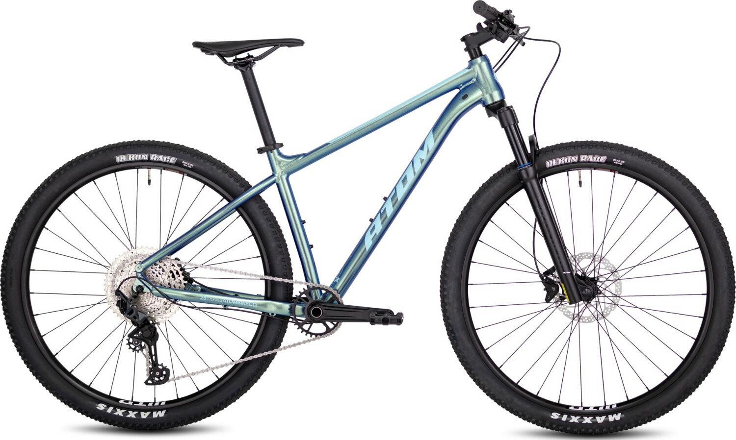 Велосипед горный Atom Bion Nine 550 (2025), рама XXL (22"), глянец зелено-синий