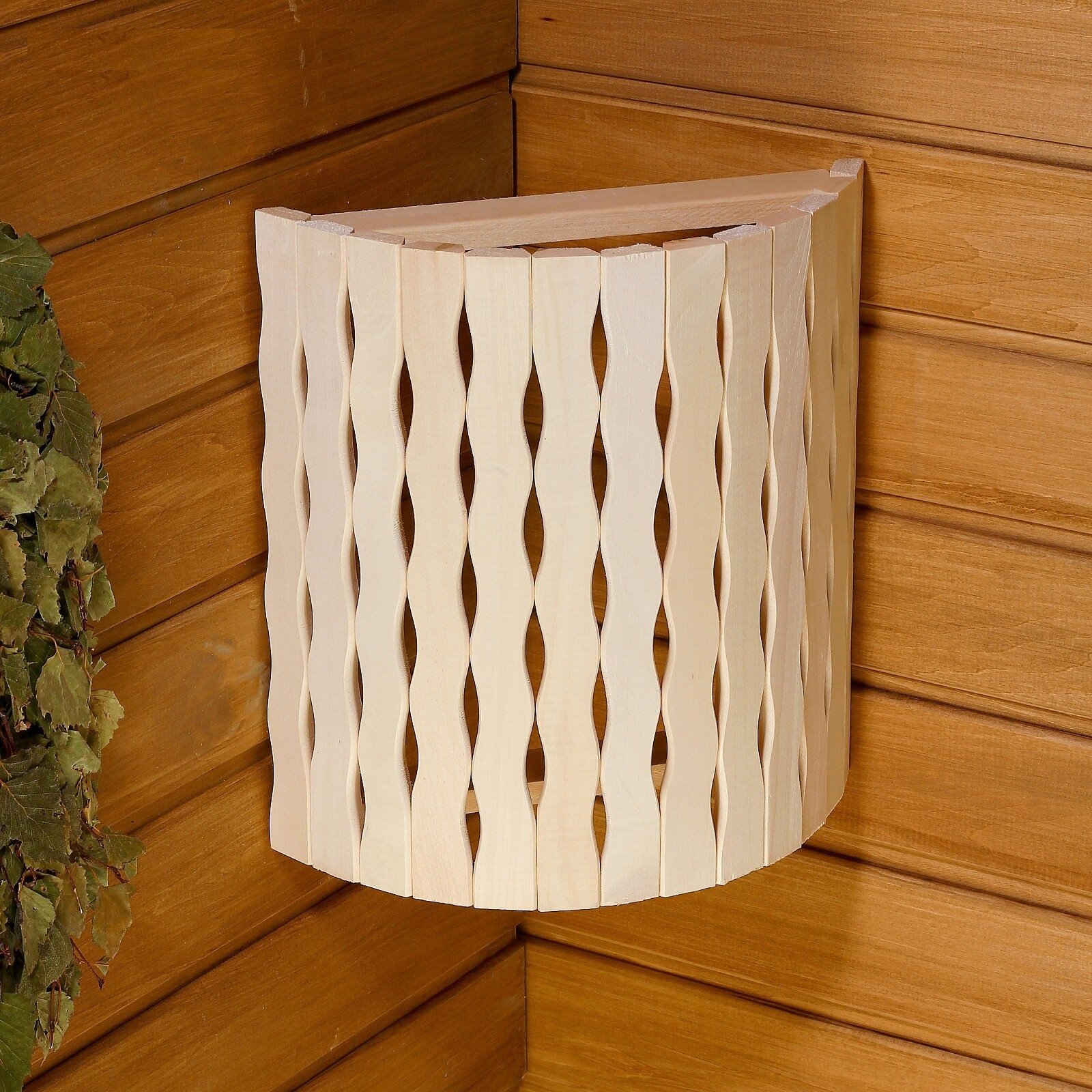 Абажур для бани и сауны Добропаровъ «Косичка», липа, 31×27×10.5 см, настенный, угловой