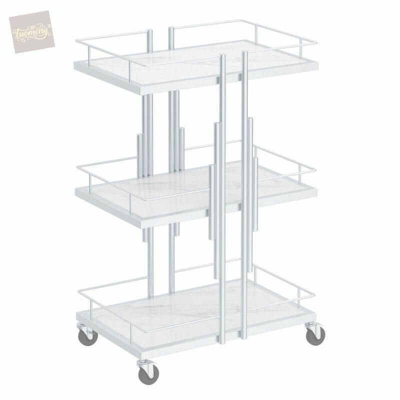 Тележка косметологическая на колесиках, парикмахерская этажерка для мастера, трехъярусная Амур, золотая