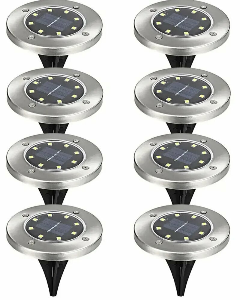 Фонарь садовый на солнечных батареях ForAll 8 Led/Комплект садово-парковый фонарь 8 шт