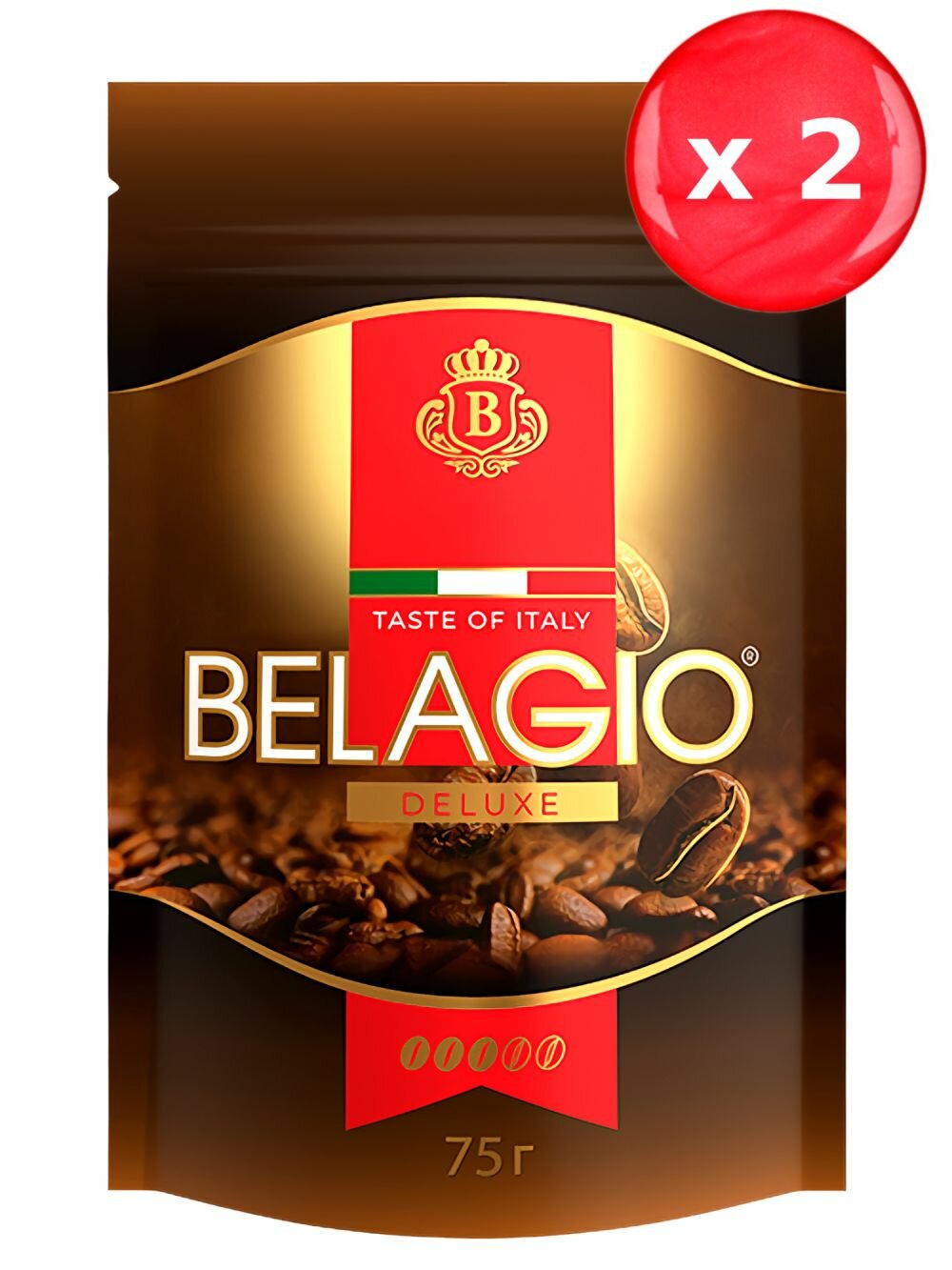 Кофе Belagio Deluxe растворимый сублимированный, 75 г х 2 шт