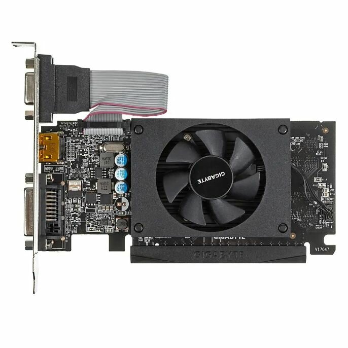 Видеокарта GIGABYTE GeForce GT 710 GV-N710D5-2GIL (GV-N710D5-2GIL) - PCI-E 2.0, 2 ГБ, GDDR5, 64 бит, HDMI, DVI, GPU 954 МГц