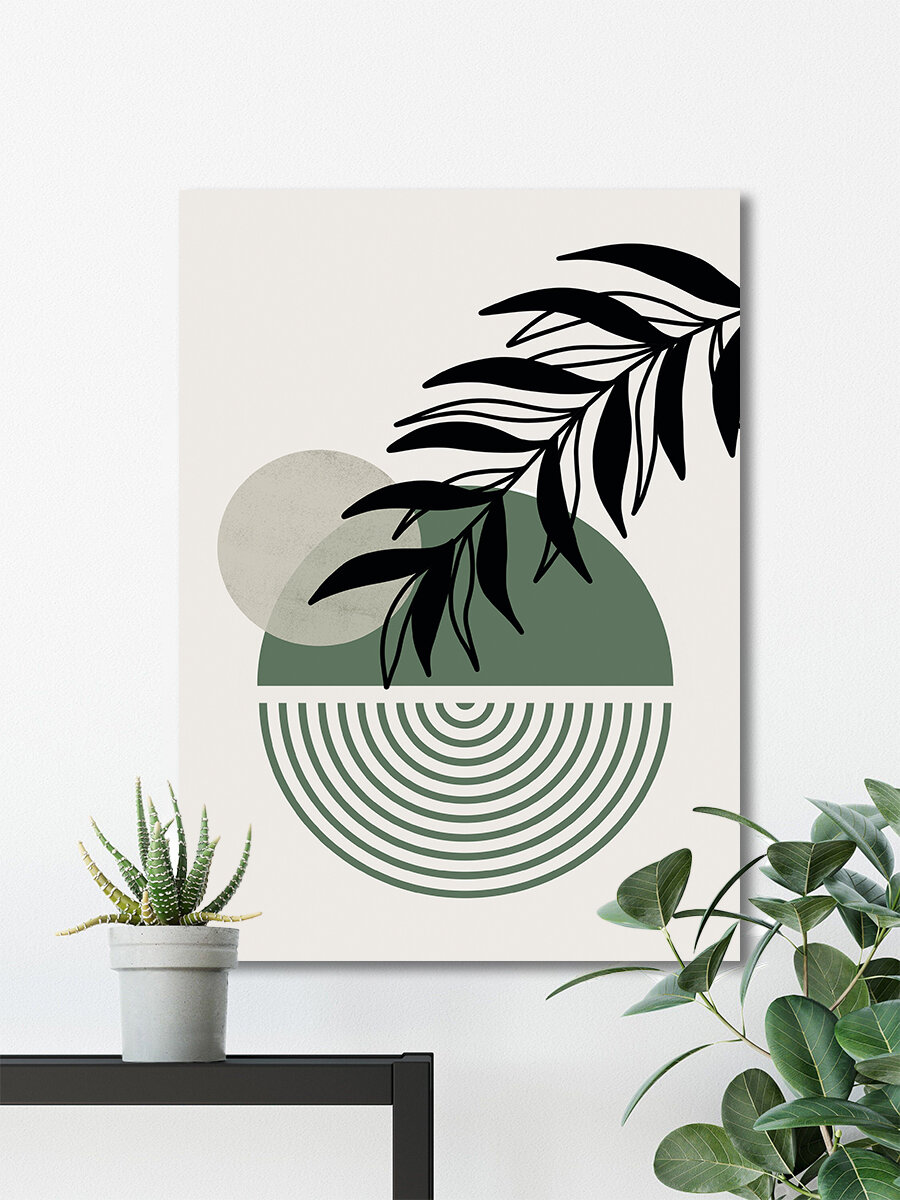 Абстракция / Минимализм, современная картина - Линии, листья, 30х40 см.