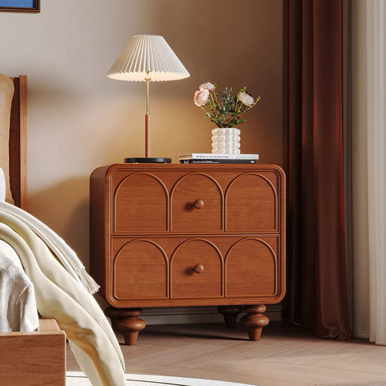 Интерьерная деревянная тумбочка на ножках Lardier (коричневый / 55см)