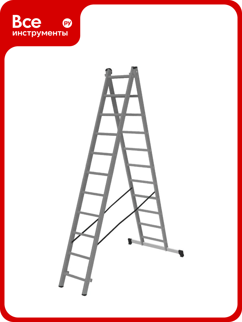 Двухсекционная лестница 11 ступеней Gigant L-02 2x11, для работ на высоте до 6