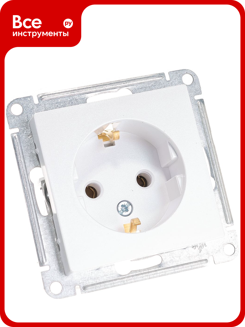 Механизм розетки Systeme Electric 1-м СП ATLAS DESIGN с заземлением 16А жемчуг ATN000443