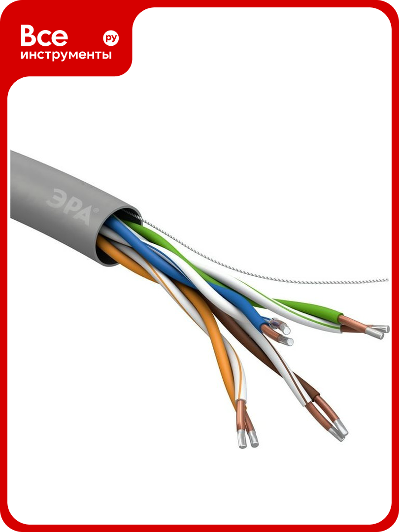 Кабель витая пара ЭРА U/UTP 4x2x25AWG Cat5e CCA PVC 305м SIMPLE 2/30 Б0044435