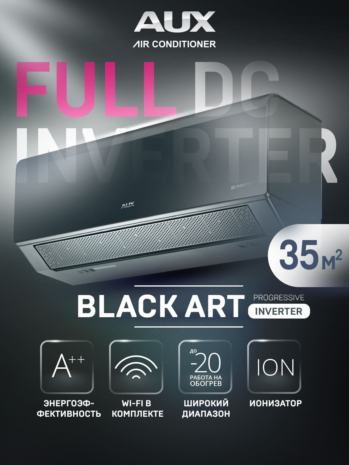 Сплит-система настенная AUX ASW-H12A4/CС-R2DI/AS-H12A4/CС-R2DI Black Art Progressive inverter