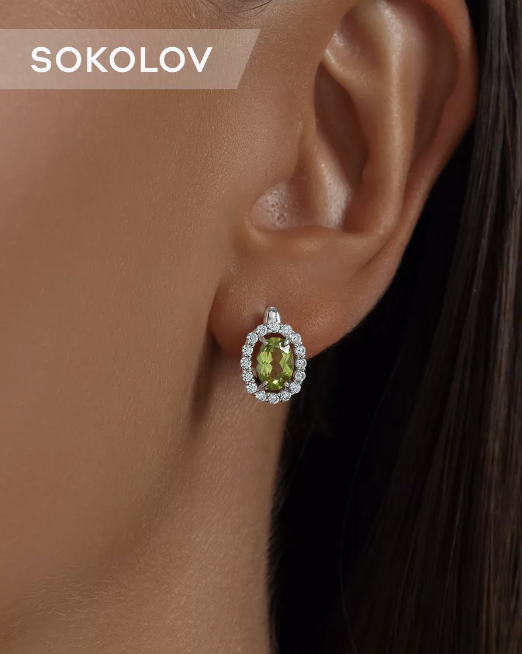 Серьги, серебро, 925 проба, родирование