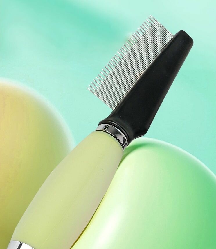 Расчёска для животных (Professional Comb for Pets), с силиконовой ручкой, нержав сталь, цвет: салатовый