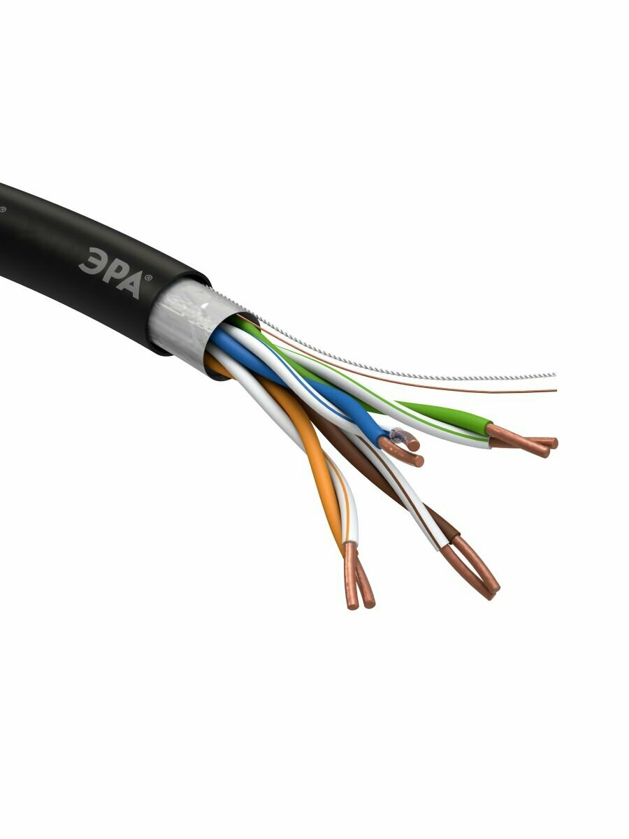 LAN кабель витая пара ЭРА SIMPLE F/UTP Cat5e , интернет кабель для использования внутри и вне помещения 305 м, черный