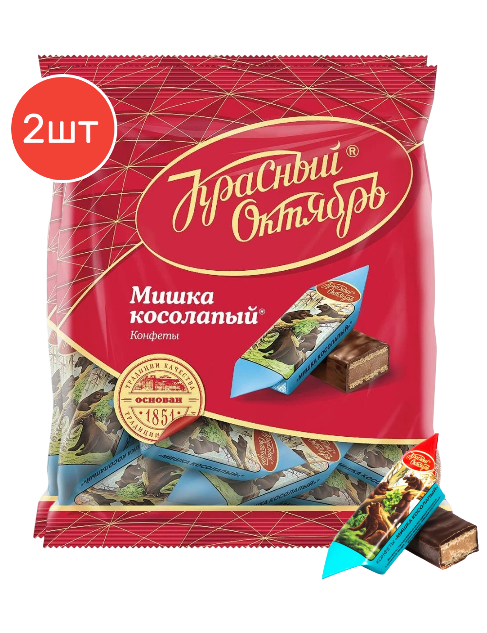 Конфеты Мишка косолапый, Красный Октябрь, шоколадные, 200г 2шт