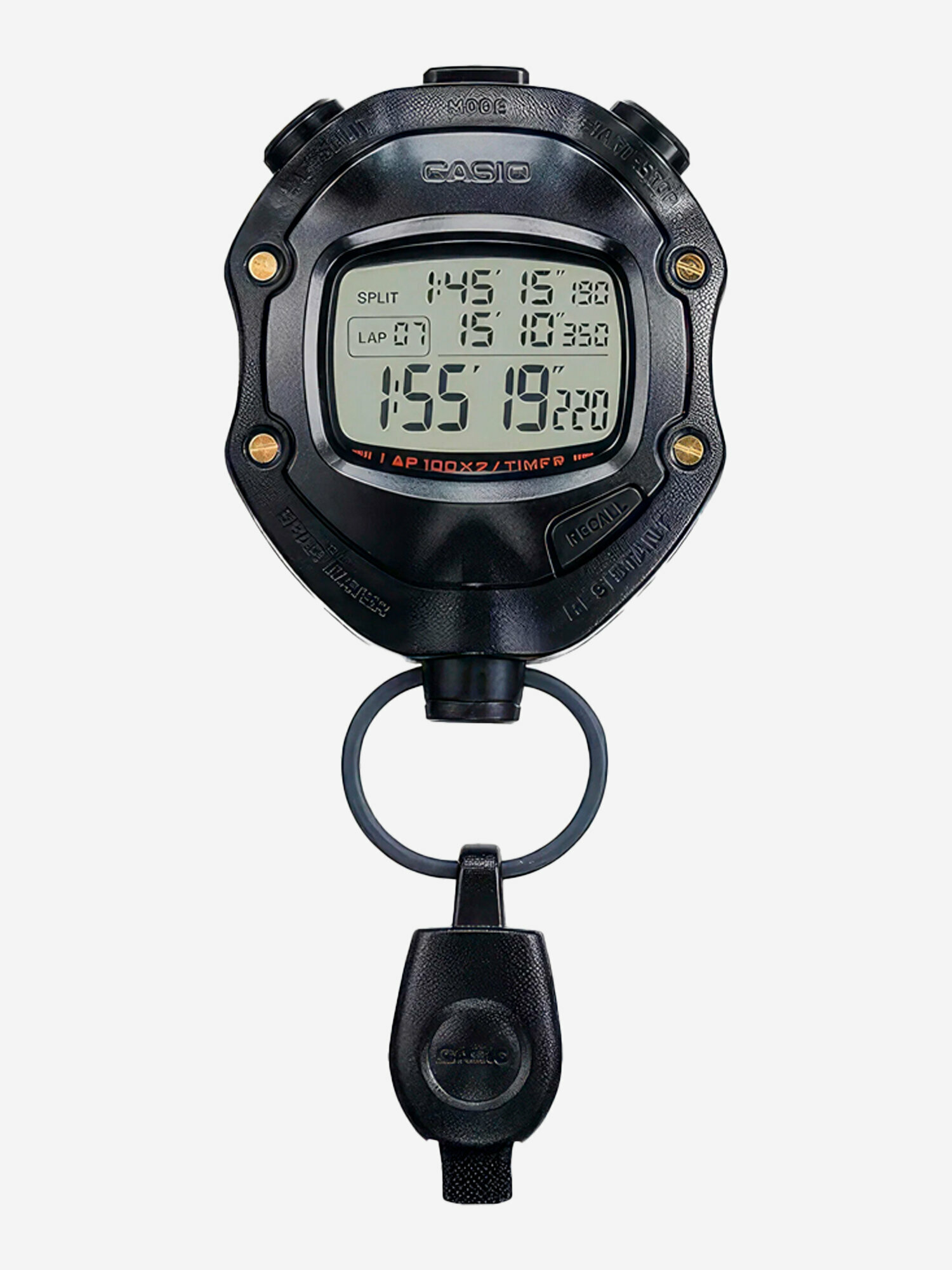 Секундомер CASIO Sports HS-80TW-1E, электронный, под шнурок, черный