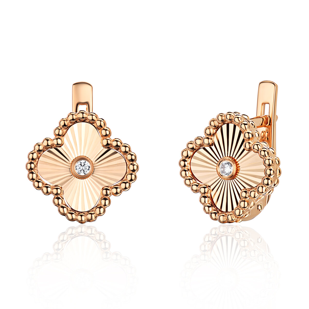 Серьги, красное золото, 585 проба, фианит