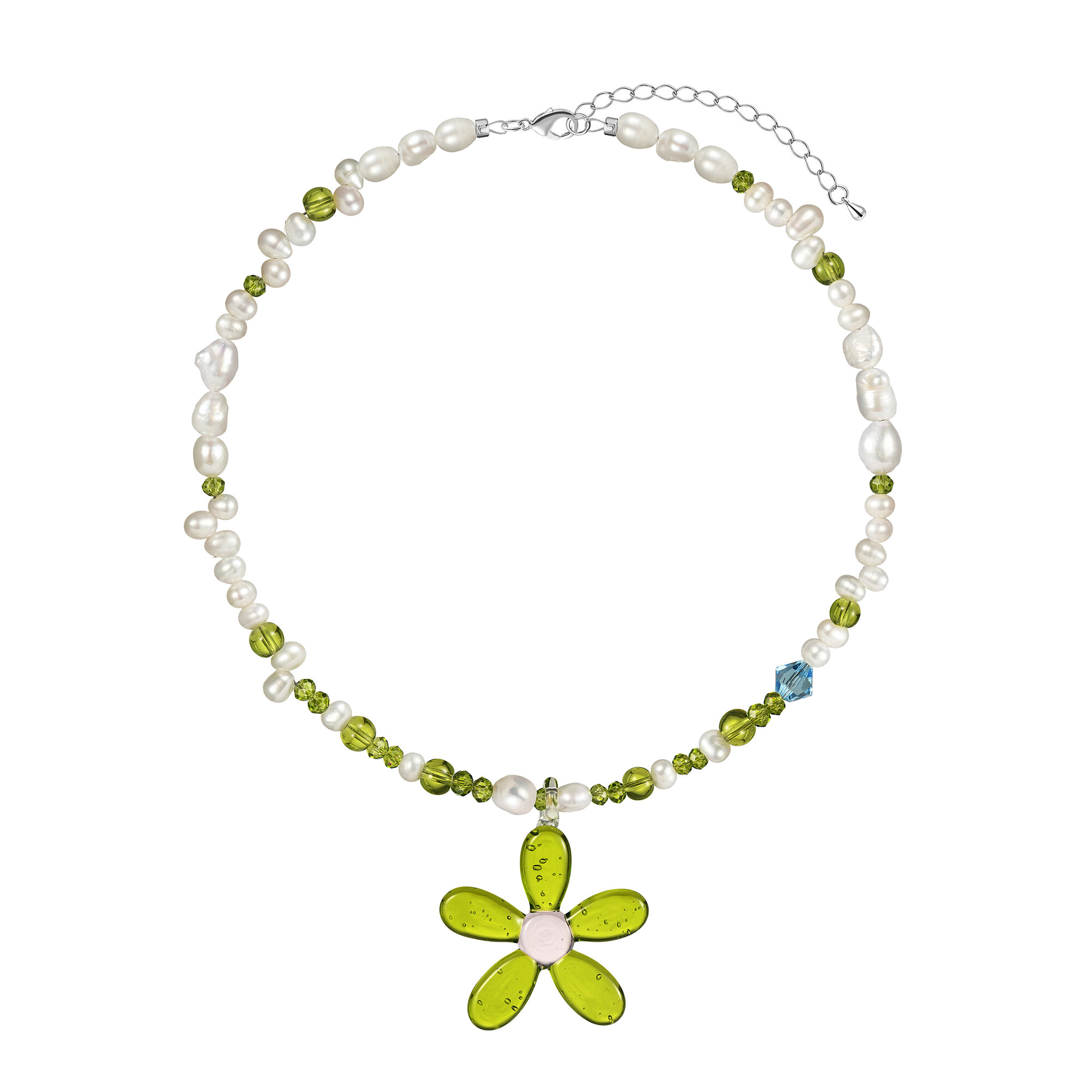 Колье, стекло, жемчуг пресноводный