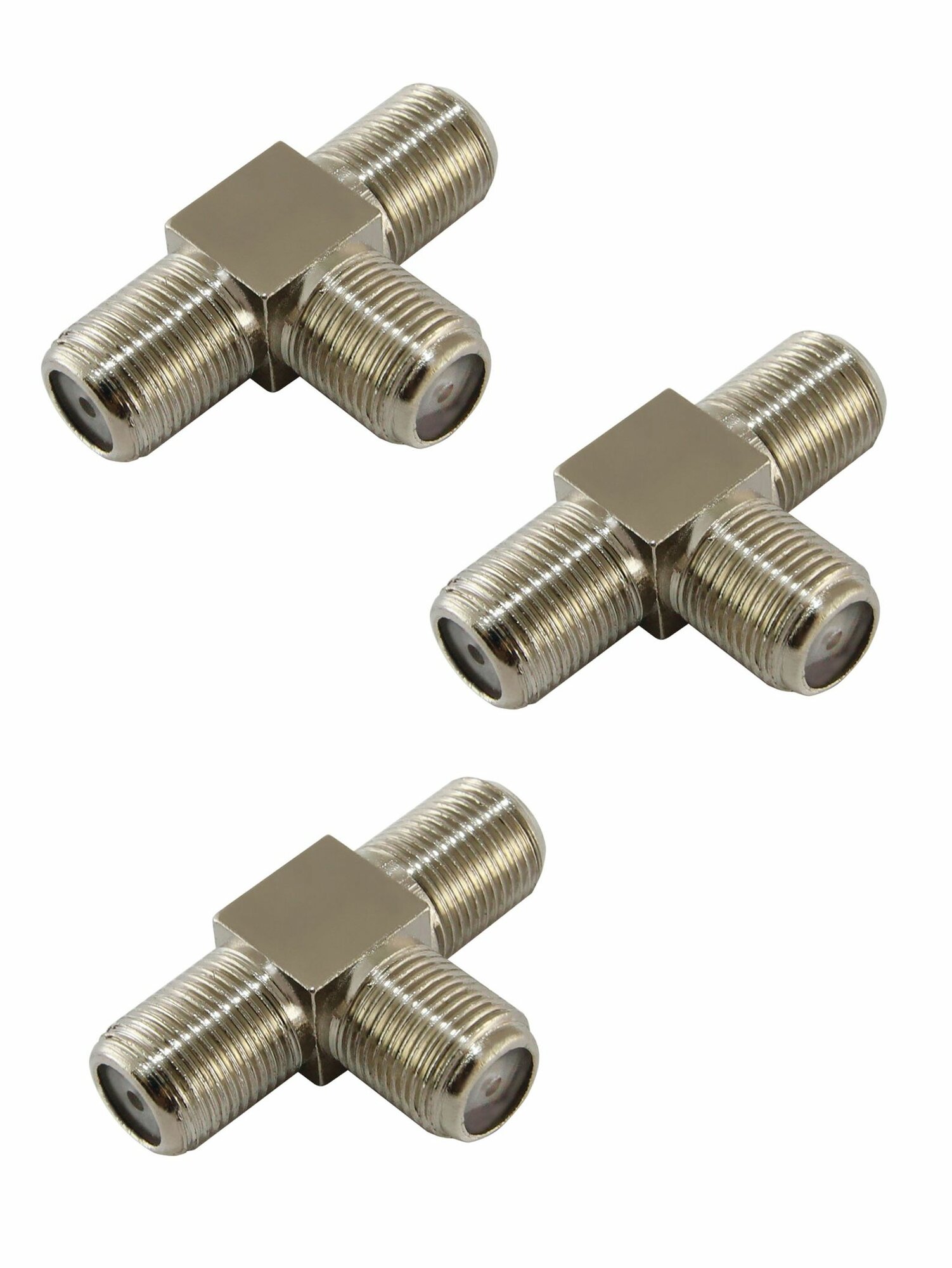 Переходник антенный F - тройник, комплект 3шт + 9 F-разъемов