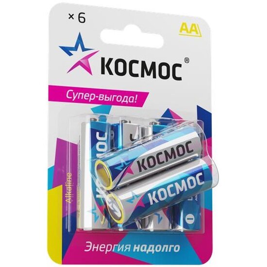 Элемент питания алкалиновый Космос Электро Космос AA/LR6 BP-6 (блист.6шт), KOCLR6BL6