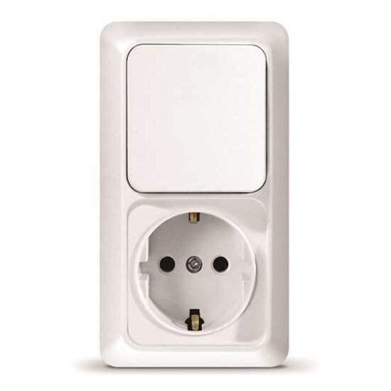 Блок Universal ОП Олимп 1-кл. вык.+ роз. с заземл. верт. бел, О0038