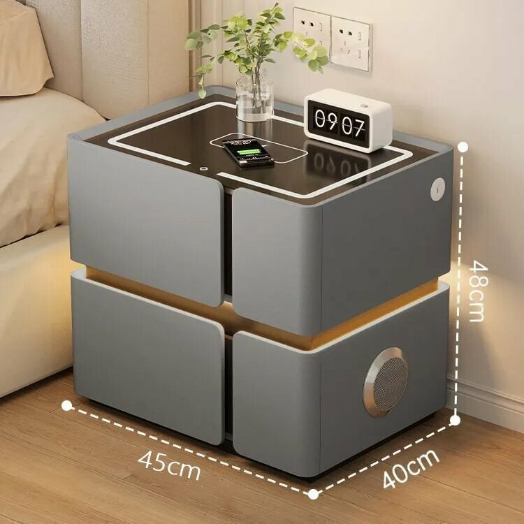 Умная тумба прикроватная, со светодиодной подсветкой, 2 ящика, 45x40x48 см