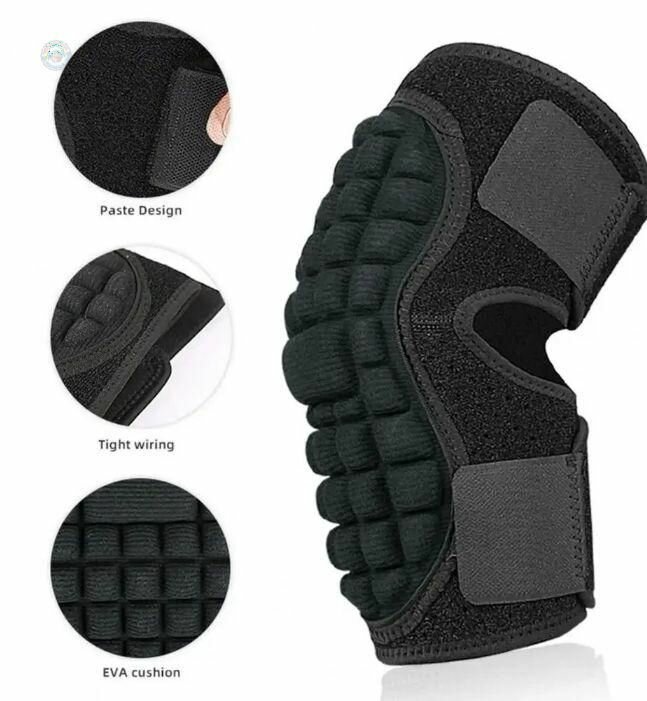 Спортивные налокотники с двойным ремешком и утолщенной защитой из EVA для волейбола, баскетбола, фитнеса и катания на роликах - универсальный размер, черный цвет
