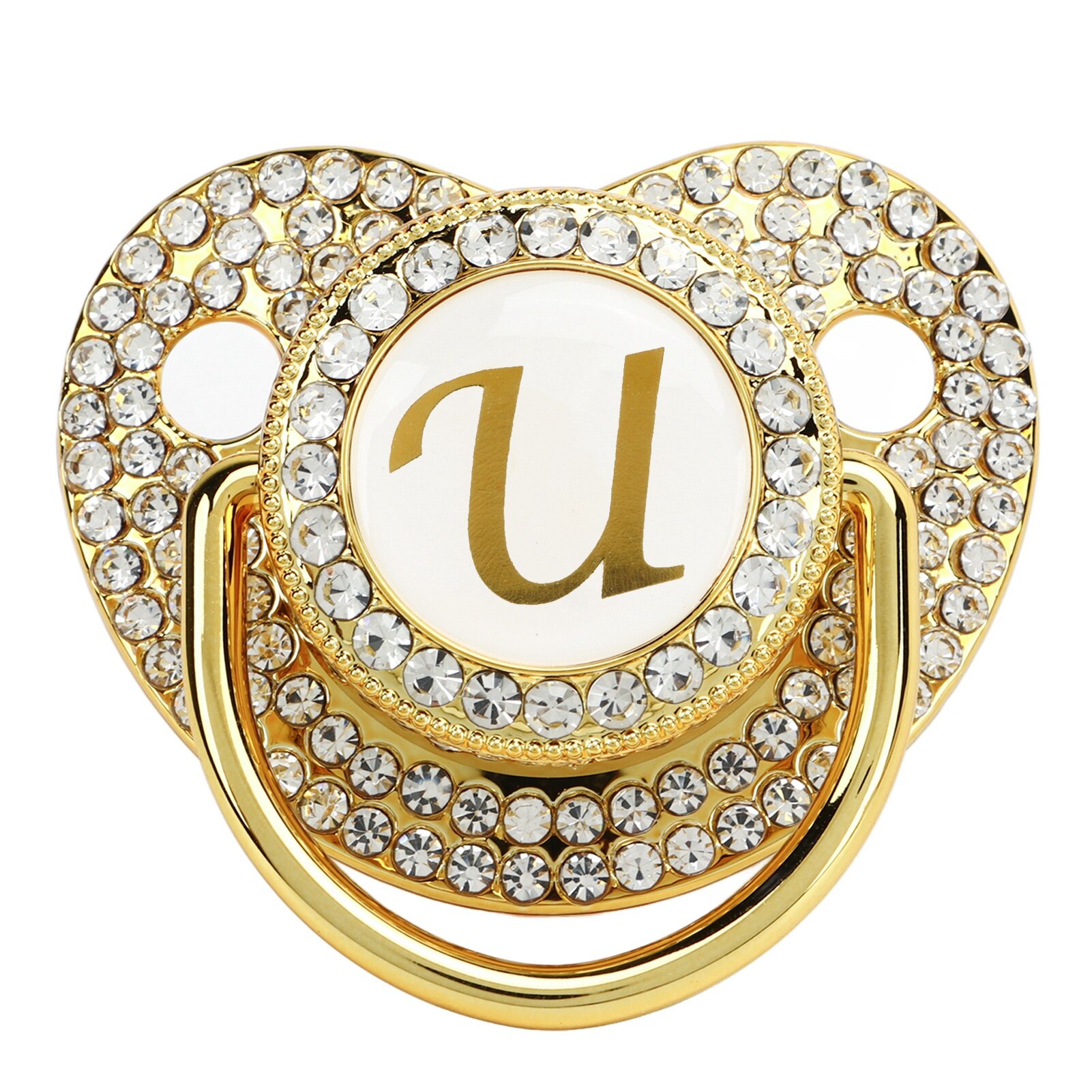 Блестящая соска Baby Bling, золотая соска-клипса в форме буквы U, изогнутая соска с пылезащитным колпачком для новорожденных.