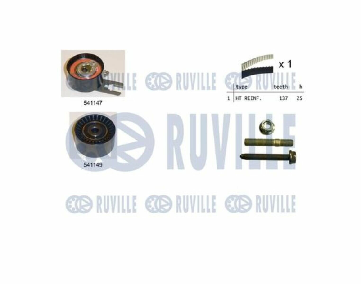 Комплект Грм Ford/Volvo Focus/Fusion/C-Max/C30/S40 1.6 (Ролик 2Шт+Ремень 137X25)(Ruville 550279)