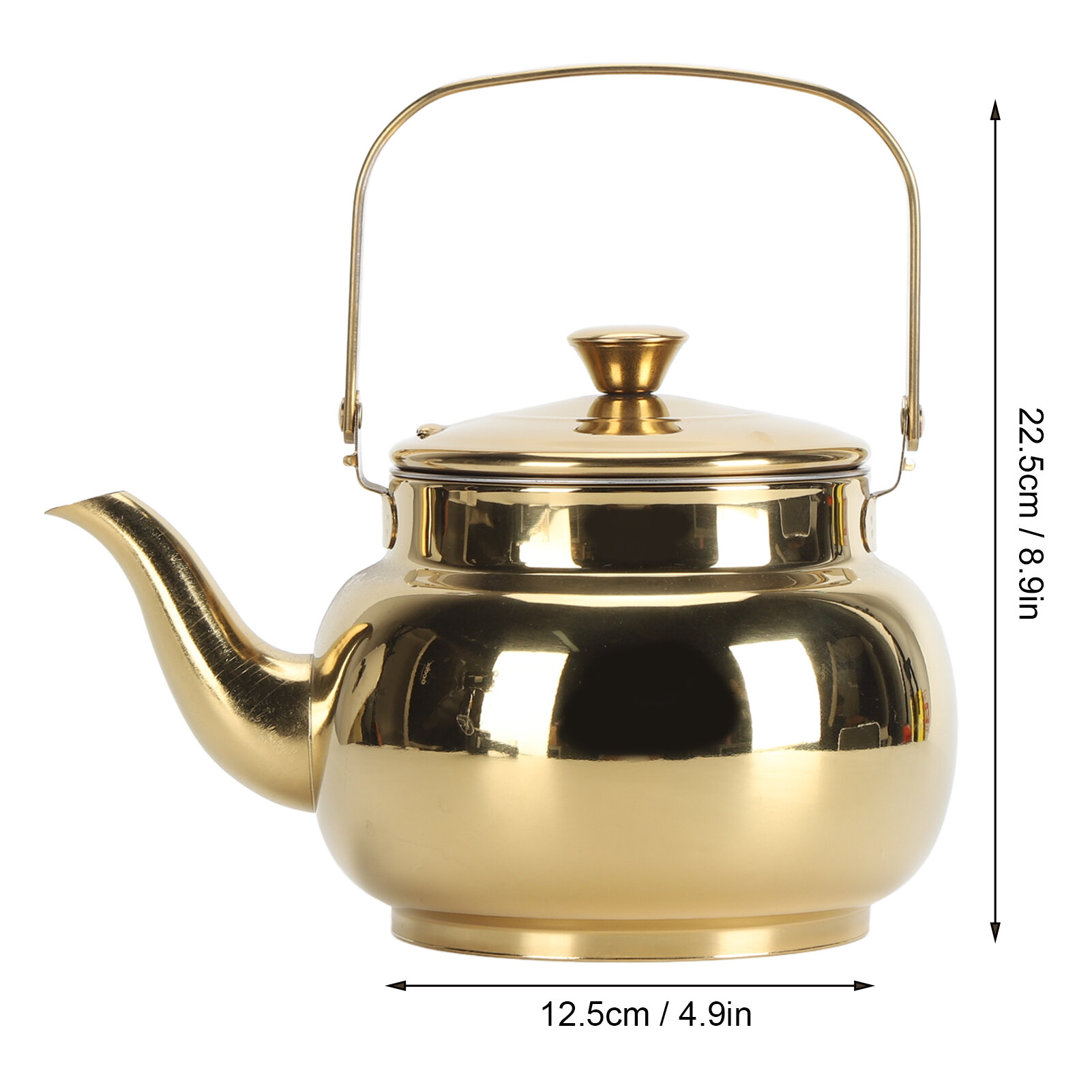 Чайник для плиты из нержавеющей стали с заварочным устройством для дома, ресторана, отеля, золотистый, 2 л, глянцевый