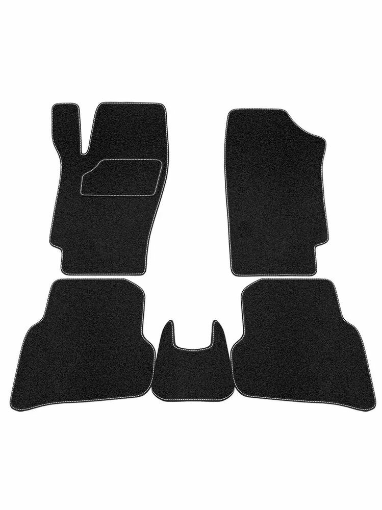 Коврики для салона "Rezkon" ворсовые Volkswagen Polo (2009-2025), чёрные