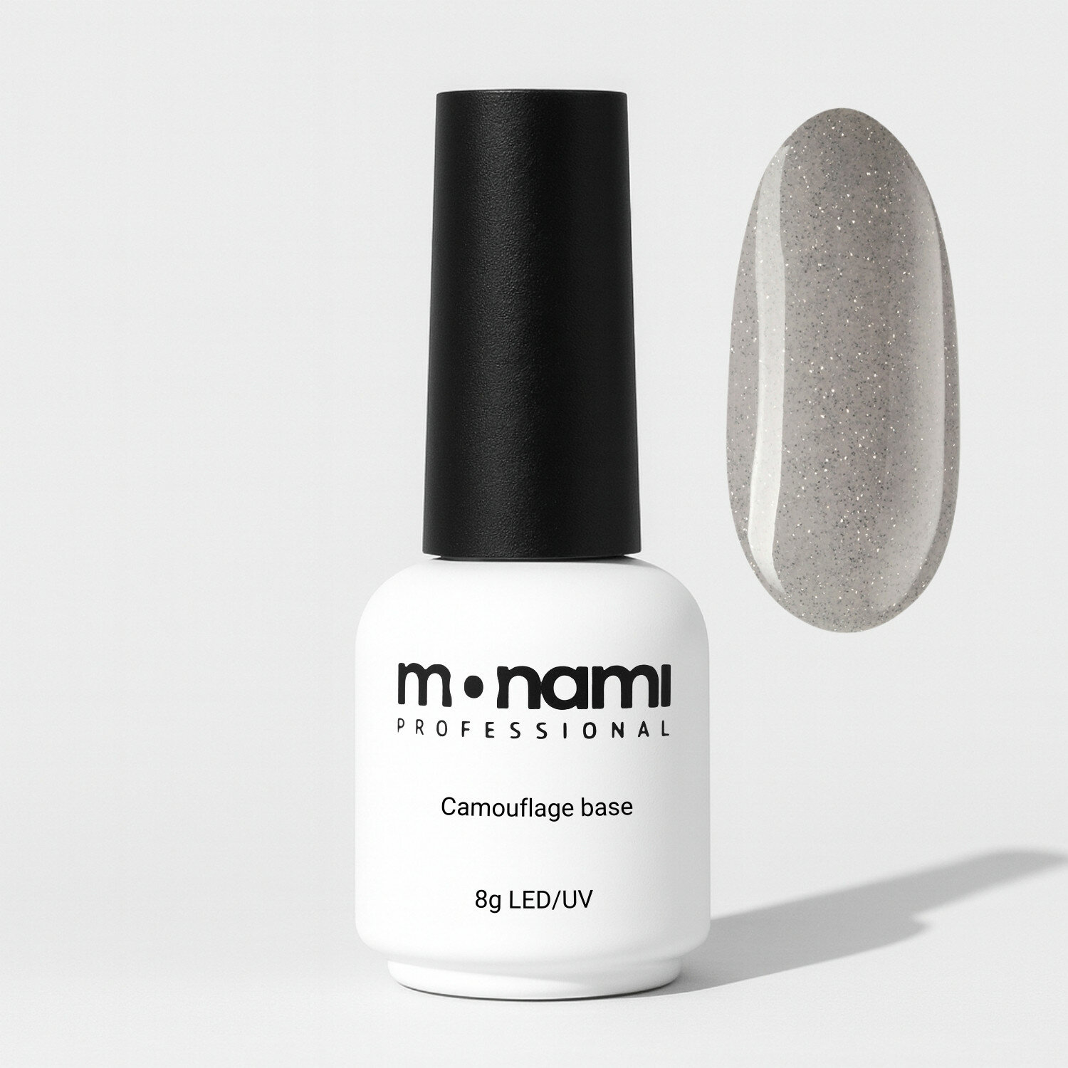 База для гель-лака Base Monami Aurora Gray 8 г серая со светоотражающими блестками, полупрозрачная