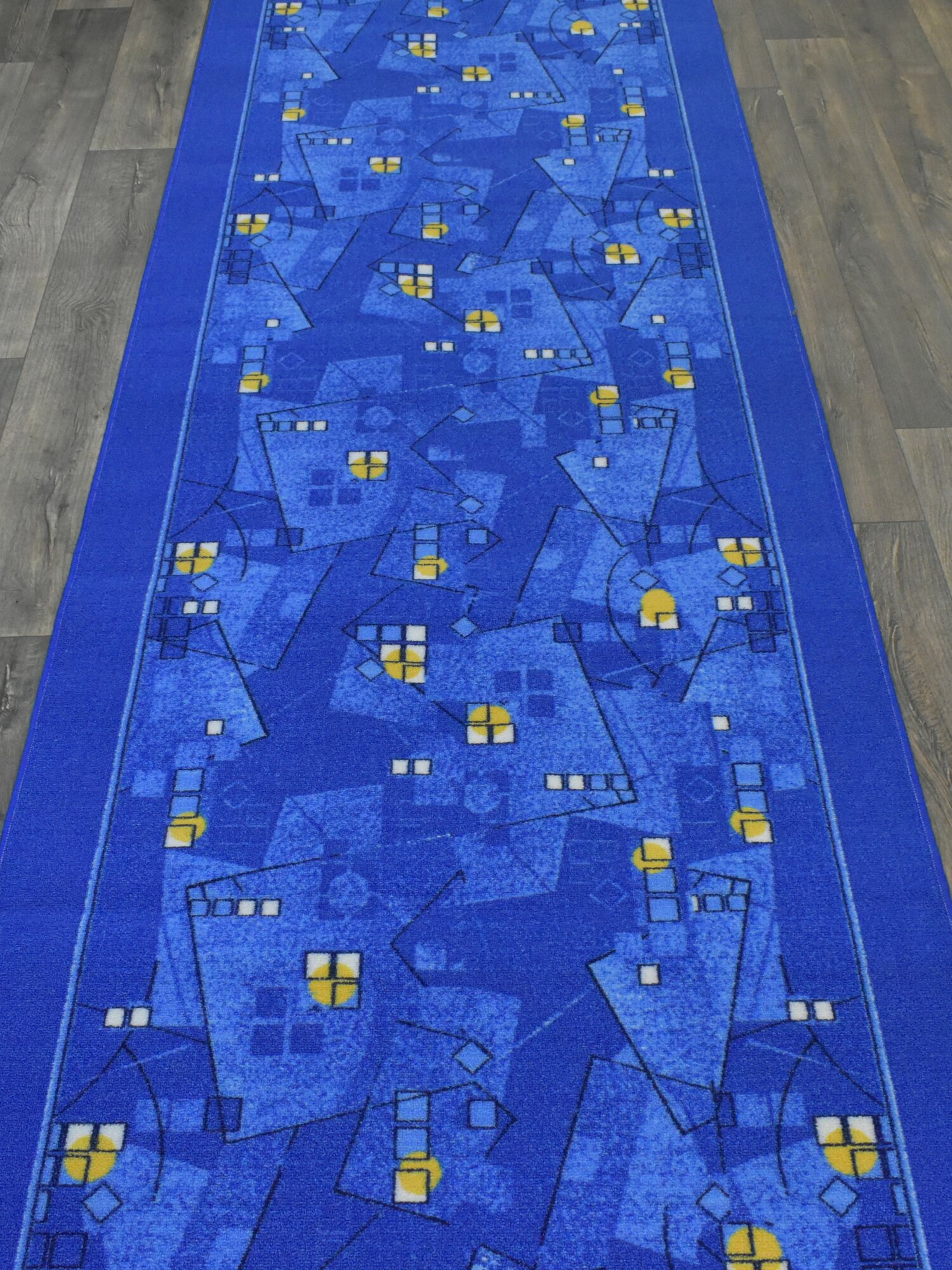 Ковровая дорожка на войлоке, Витебские ковры, с печатным рисунком, 93, синяя, 1.3*4 м