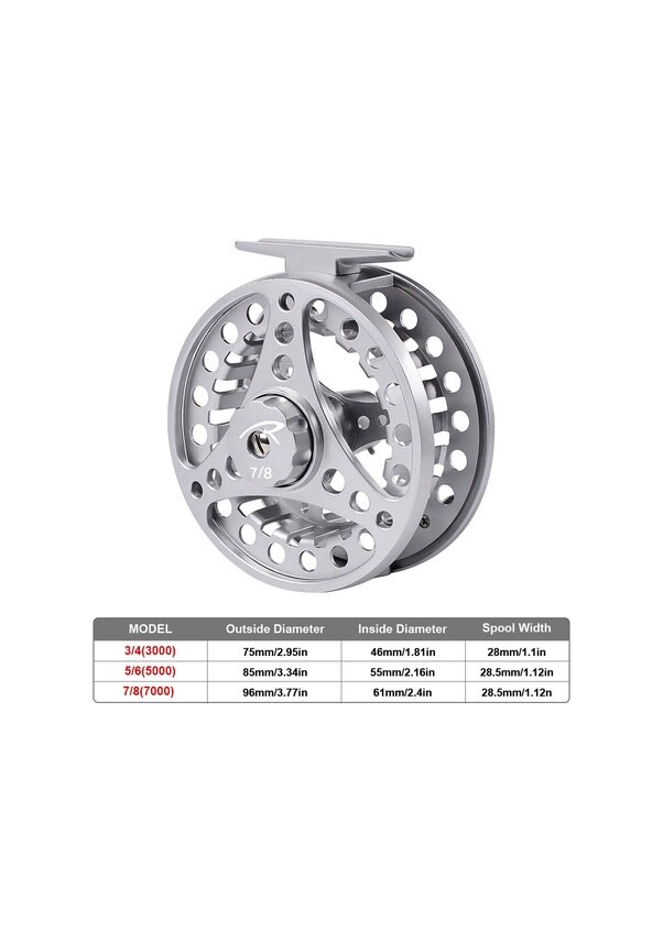 Катушка для нахлыста Fr01 из алюминиевого сплава — размер 7/8 дюйма, серебристый цвет, 2+1 подшипник BB