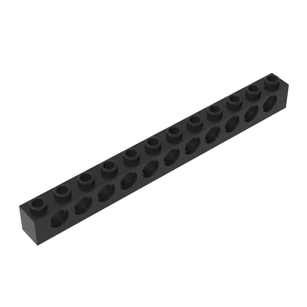 Gobricks пластиковые кирпичики 1x12 с отверстиями для сборки Черный, Black(080)