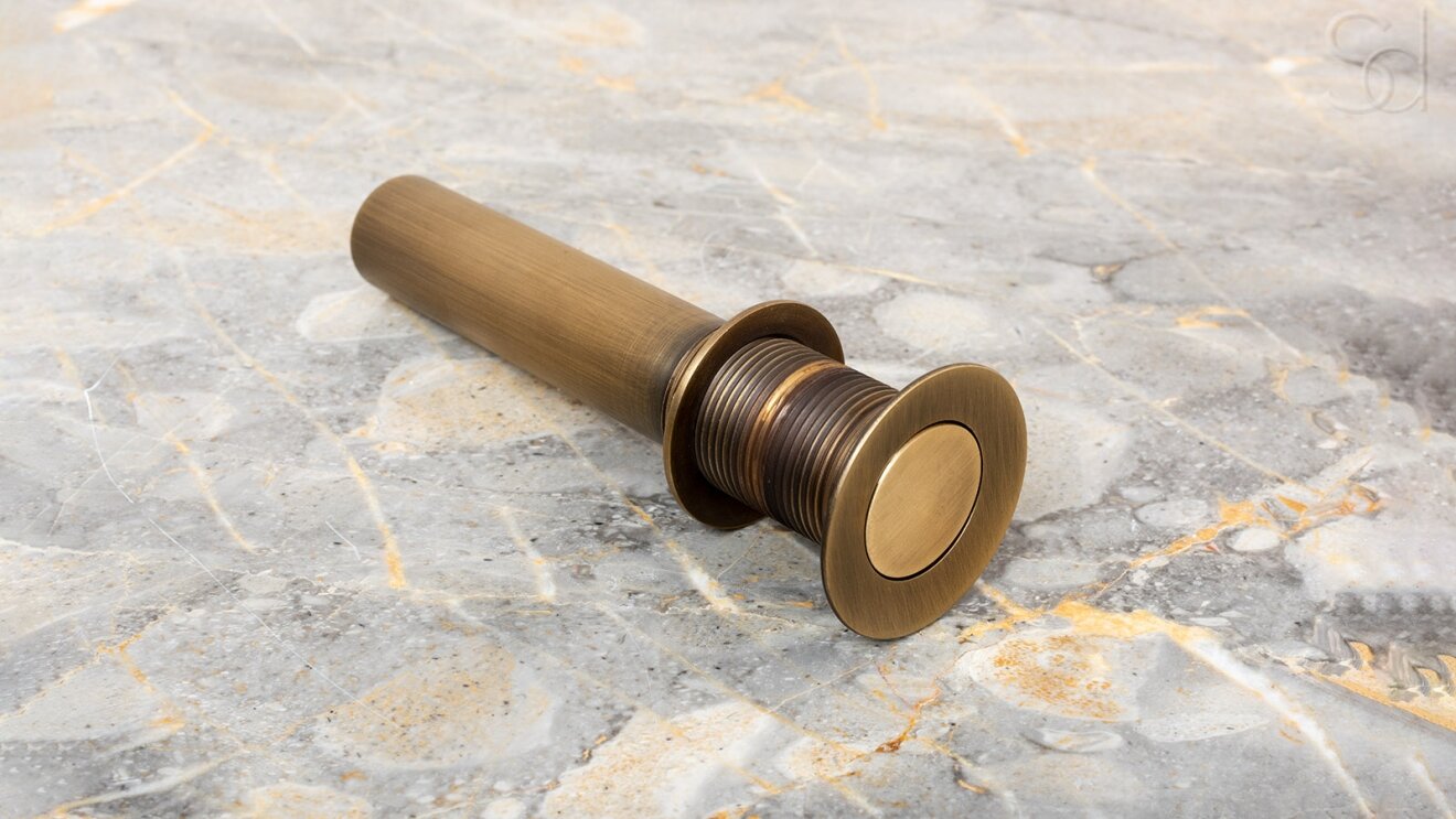 Слив для раковины Drain KH из бронзы из сплава металлов латуни Brass с античной фактурой Antique