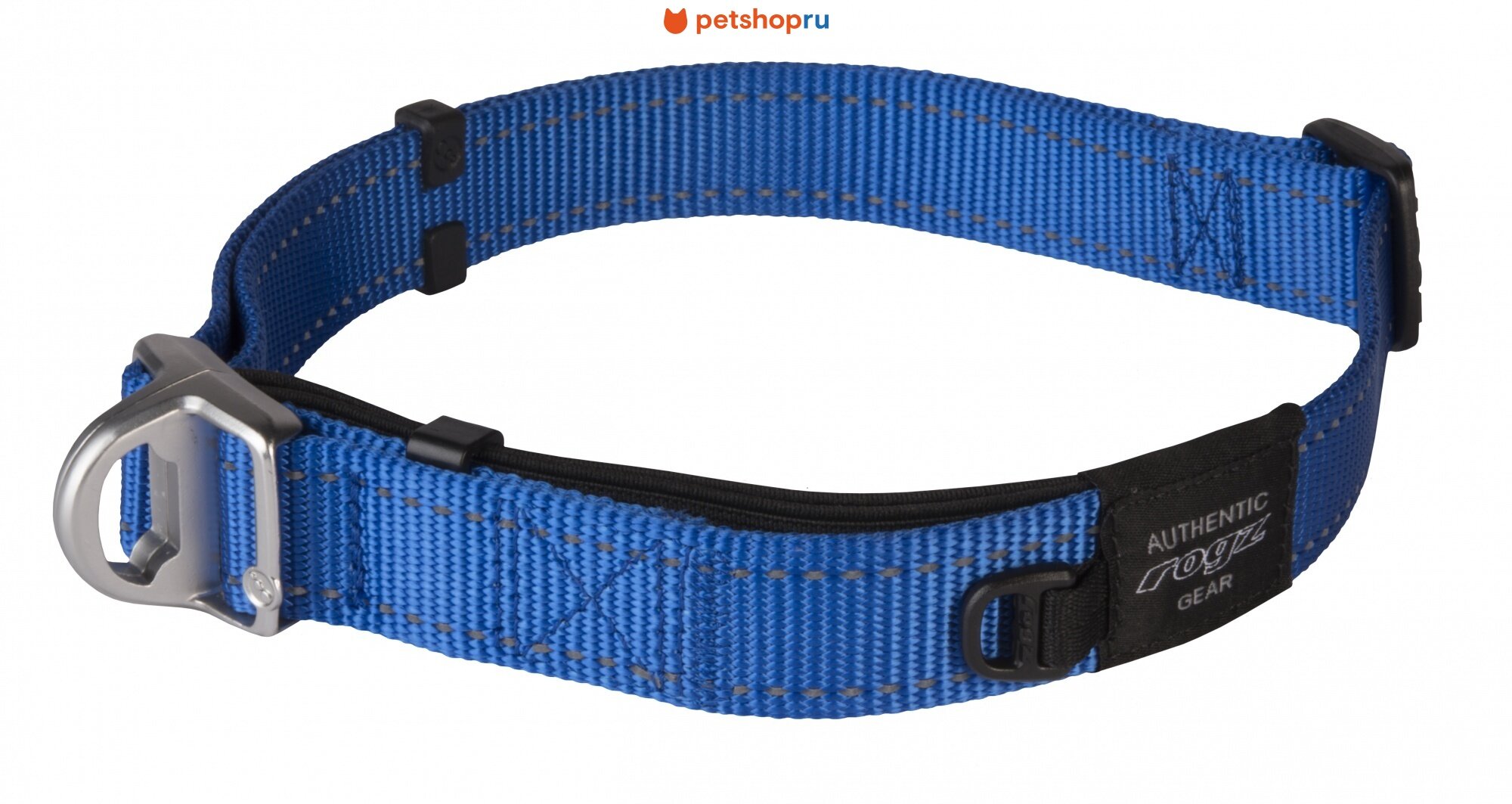 Rogz ошейник "Utility" с системой безопасности, р-р XL (42-66 см), ш: 2,5 см, синий
