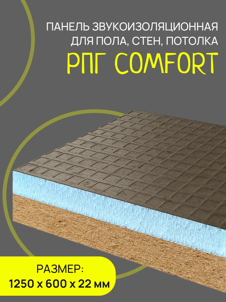 Панель звукоизоляционная RusPanel РПГ Comfort 1250 х 595 х 22 мм