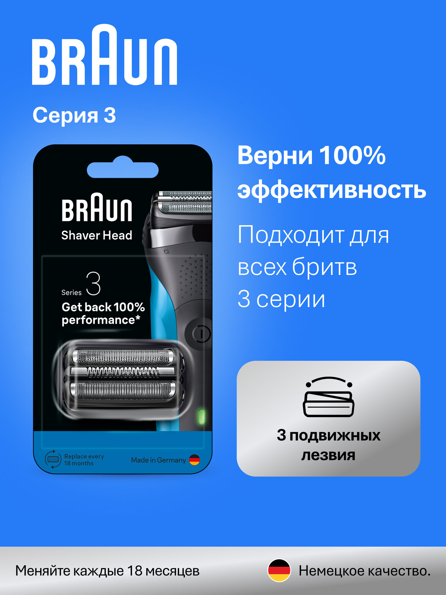 Сменная насадка для электробритвы Braun Серия 3 21B