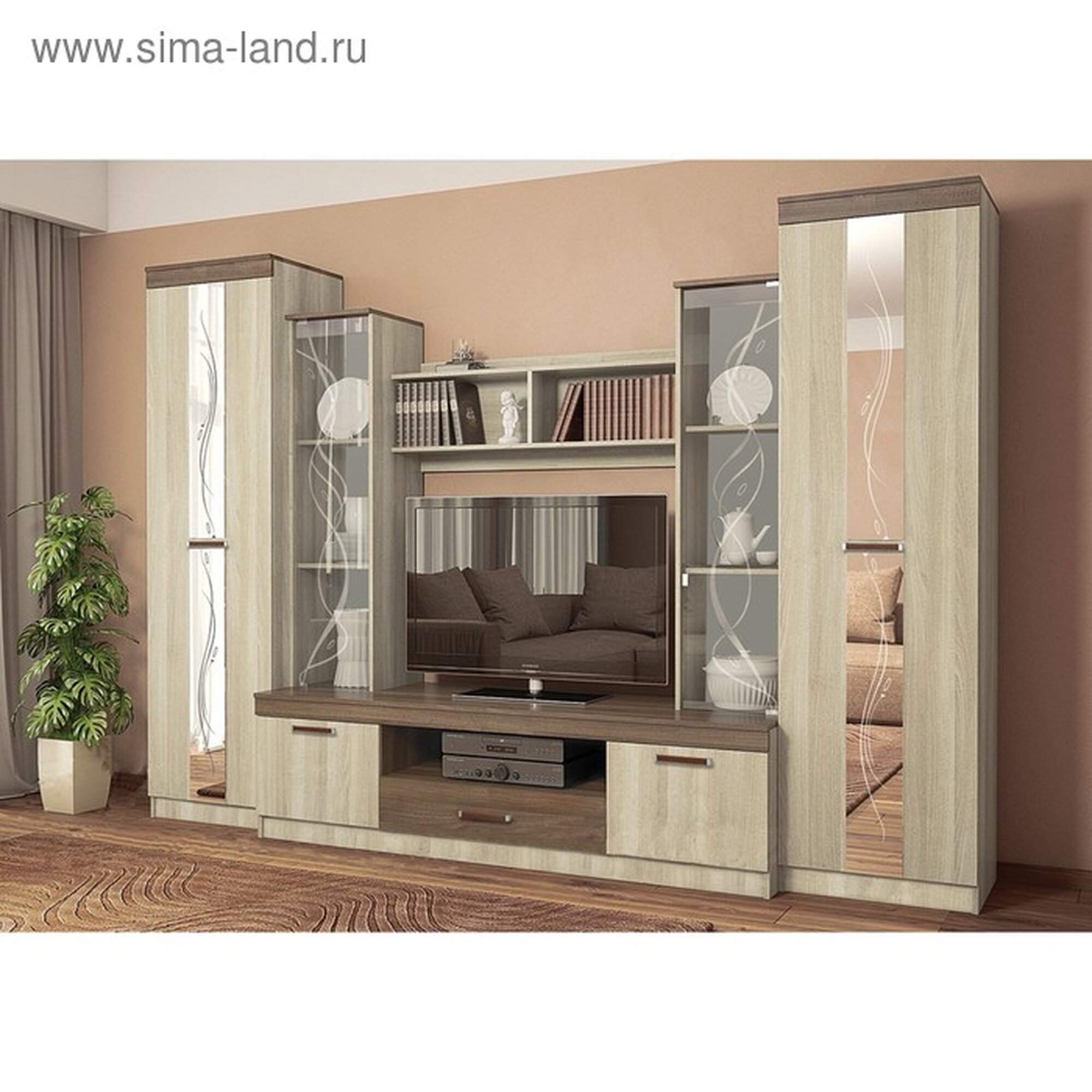 Гостиная «Атлантида 2», 2020×2900×540 мм, ясень шимо темный/светлый
