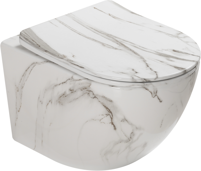 Унитаз подвесной SantiLine SL-5005MRB с микролифтом, под мрамор