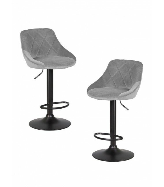 Набор 2 шт Стул барный DOBRIN LOGAN BLACK SET-2 5007_BlackBase-LM, серый велюр (MJ9-75)