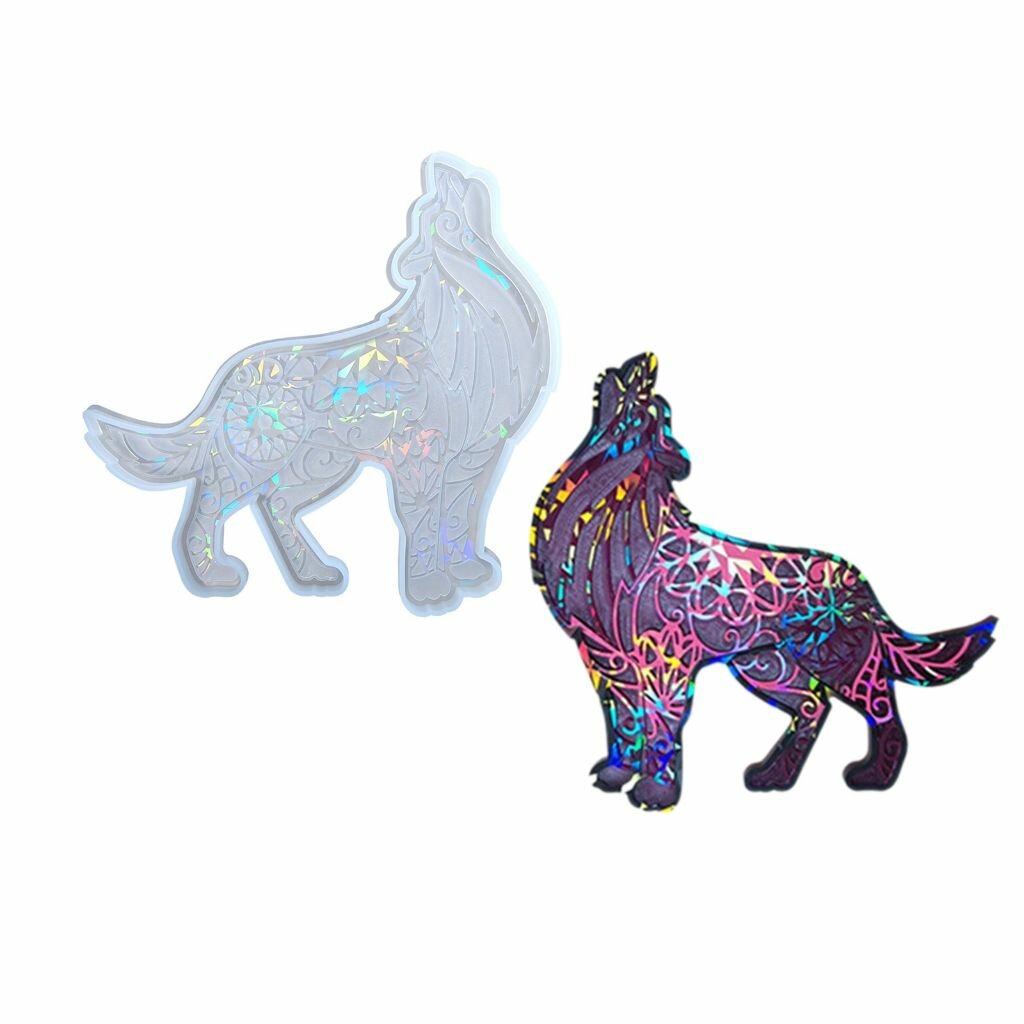 Голографическая силиконовая форма для наклейки на стену Cool Wolf-прозрачная